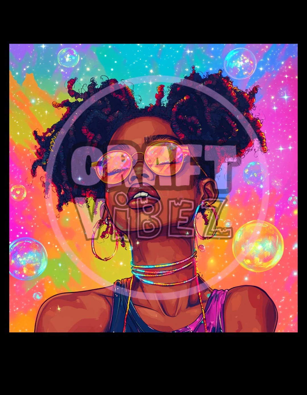 Afrofuturism Black Girl Art Print – Melanin Cosmic Queen Wall Art ...