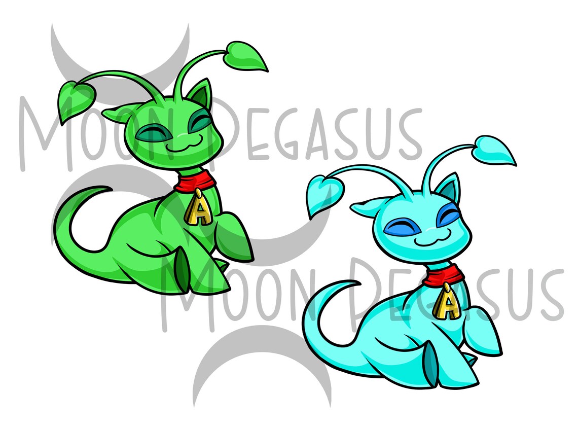 Neopets Aisha Clipart, Four Colors of Basic Aishas in a Cute Sitting ...