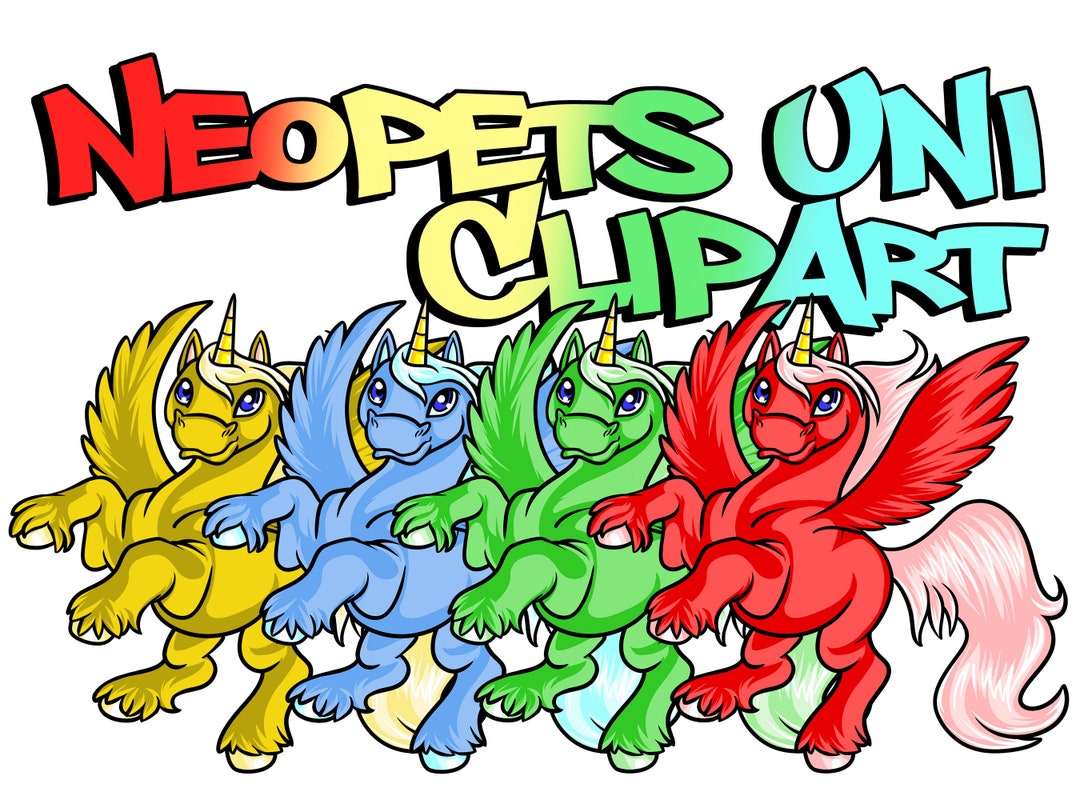 Neopets Uni Clipart, Four Colors of Basic Unis in a Cute Sitting Pose ...