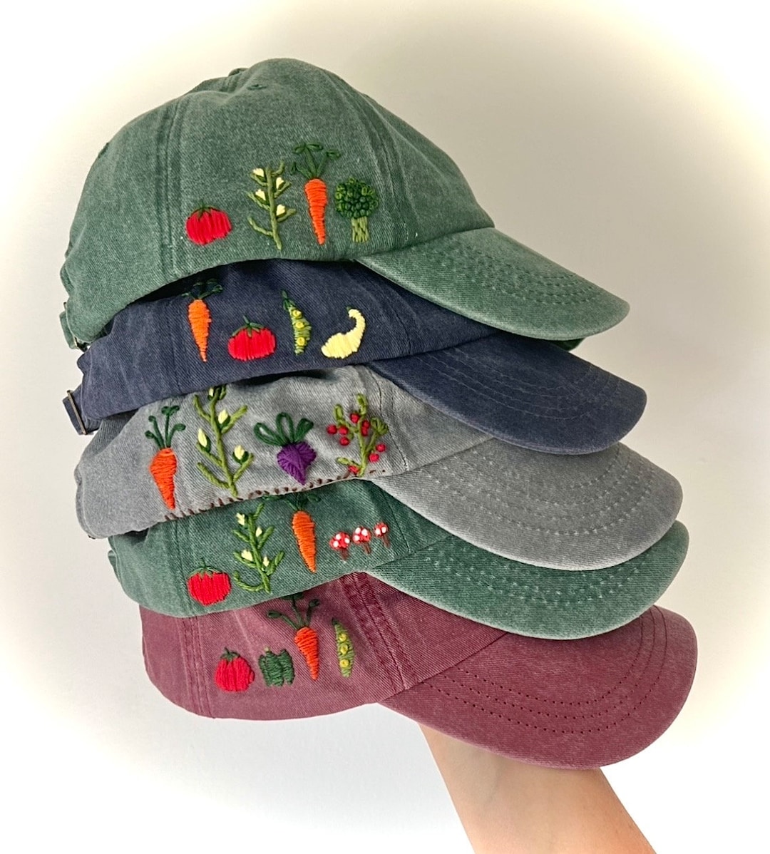 Hand Embroidered Vegetable Garden Hat: Custom Plant Cap - Etsy