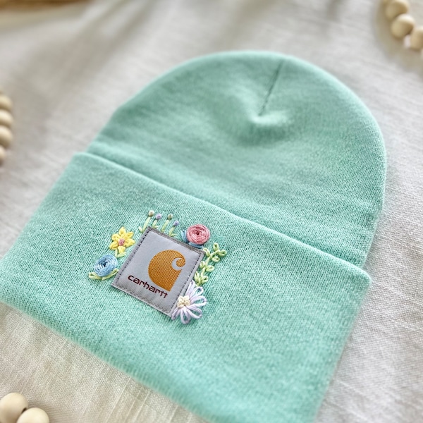 Custom Baby Floral Embroidered Beanie - Etsy
