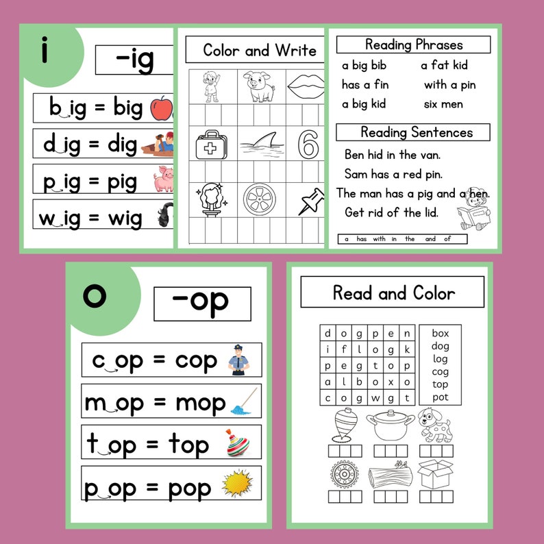 CVC Reading, CVC Worksheets, Beginning Reading for Kids, CVC Worksheets ...