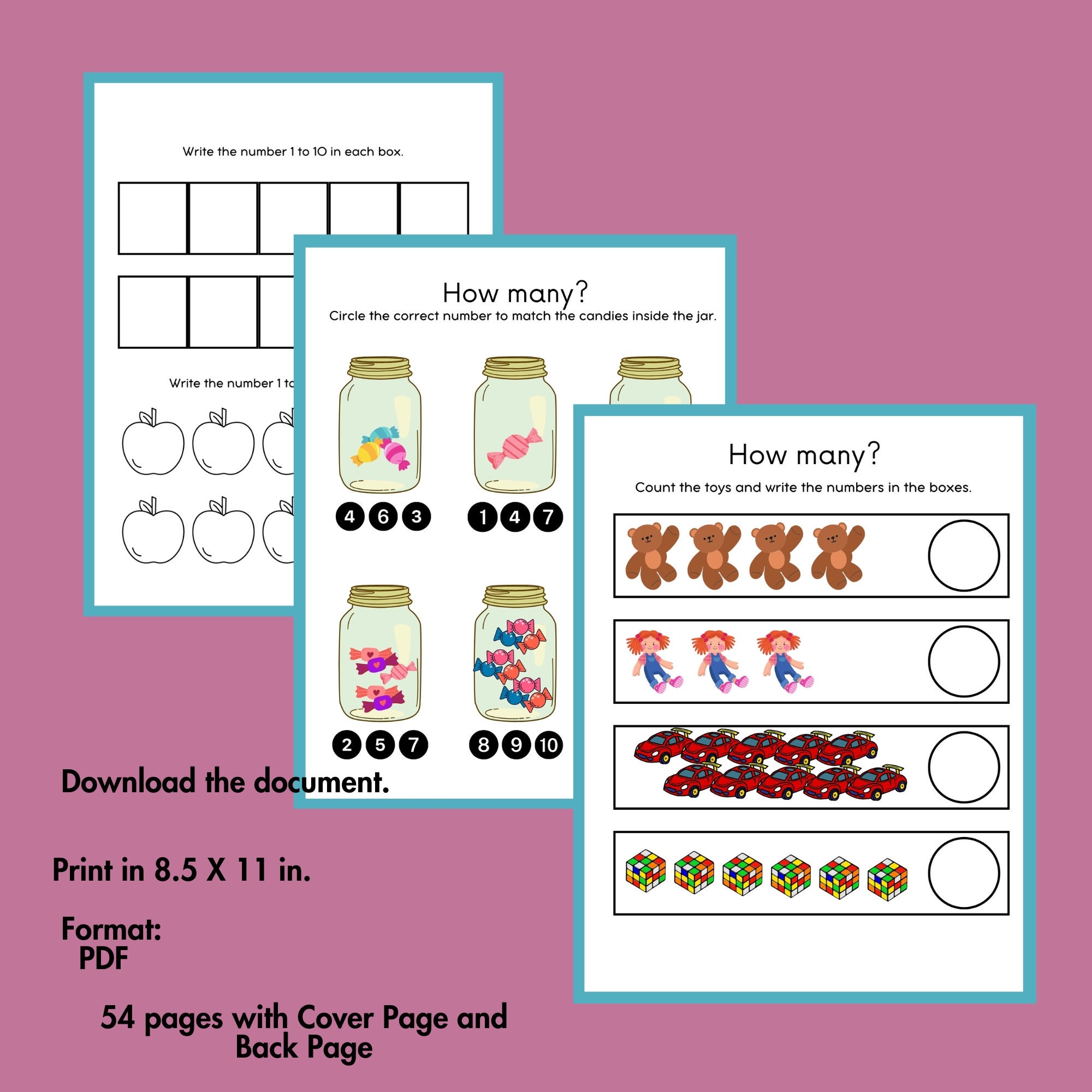 Learning Numbers 1-10 in PDF, Number and Number Words Tracing and ...