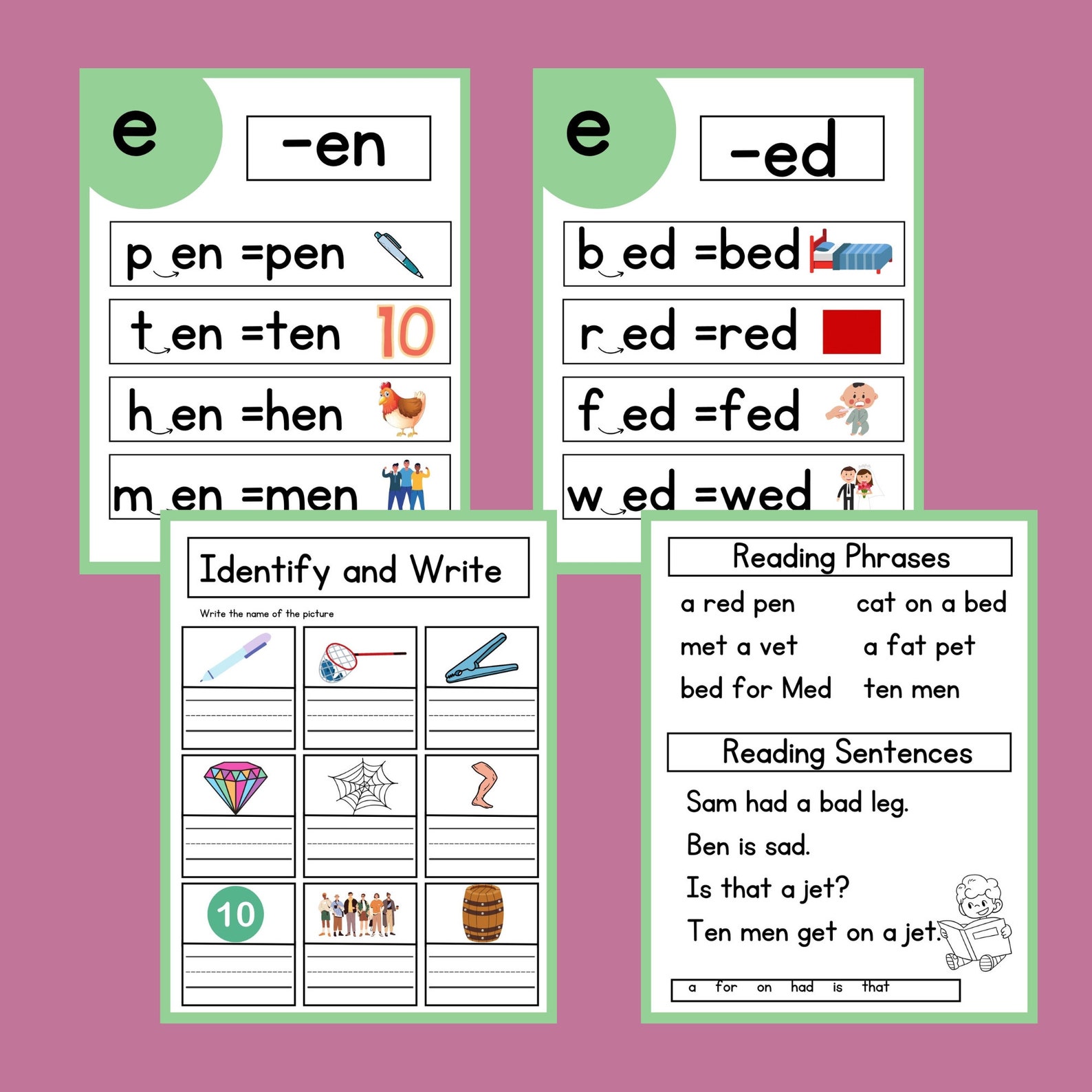 CVC Reading, CVC Worksheets, Beginning Reading for Kids, CVC Worksheets ...