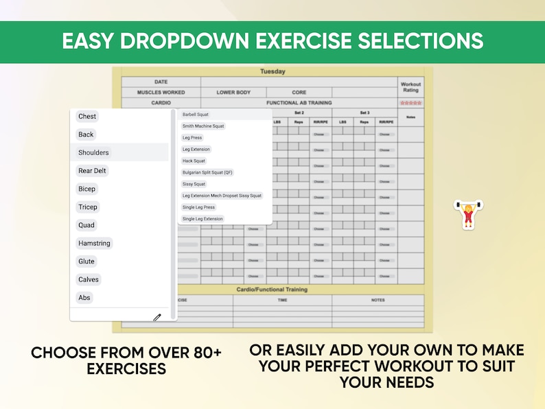 Workout Planner Spreadsheet Google Sheets Exercise Tracker Gym ...