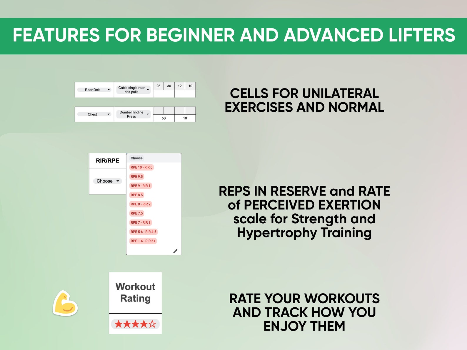 Workout Planner Spreadsheet Google Sheets Exercise Tracker Gym ...