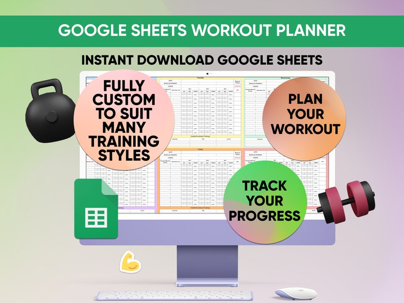 Workout Planner Spreadsheet Google Sheets Exercise Tracker Gym ...