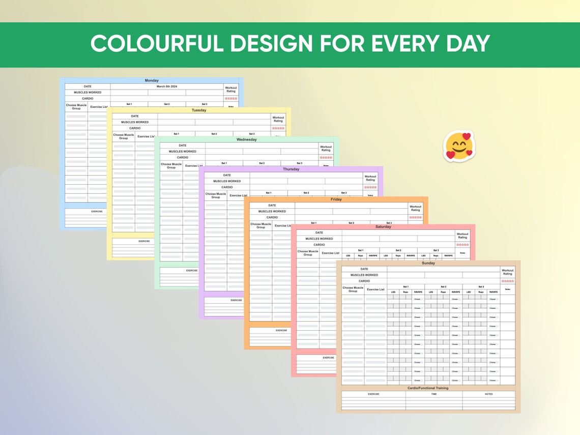 Workout Planner Spreadsheet Google Sheets Exercise Tracker Gym ...