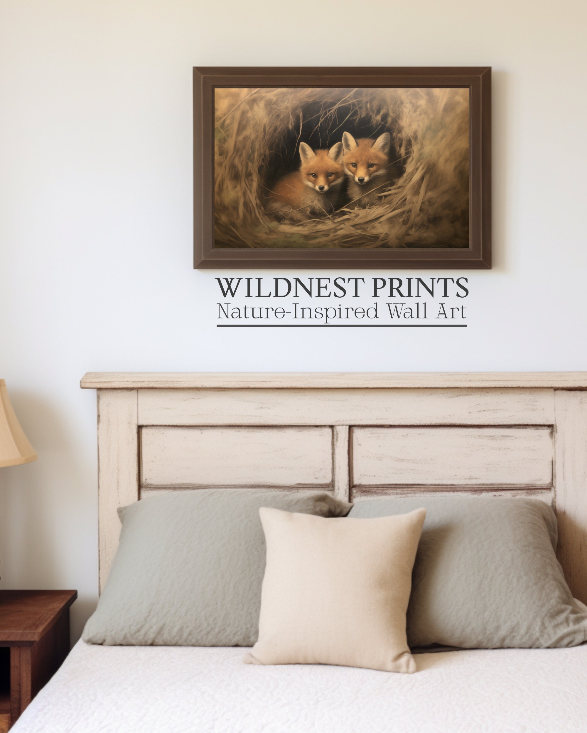 Fox Den Pups Scene Painting, Printable Wall Art, Wildnest Prints - Etsy