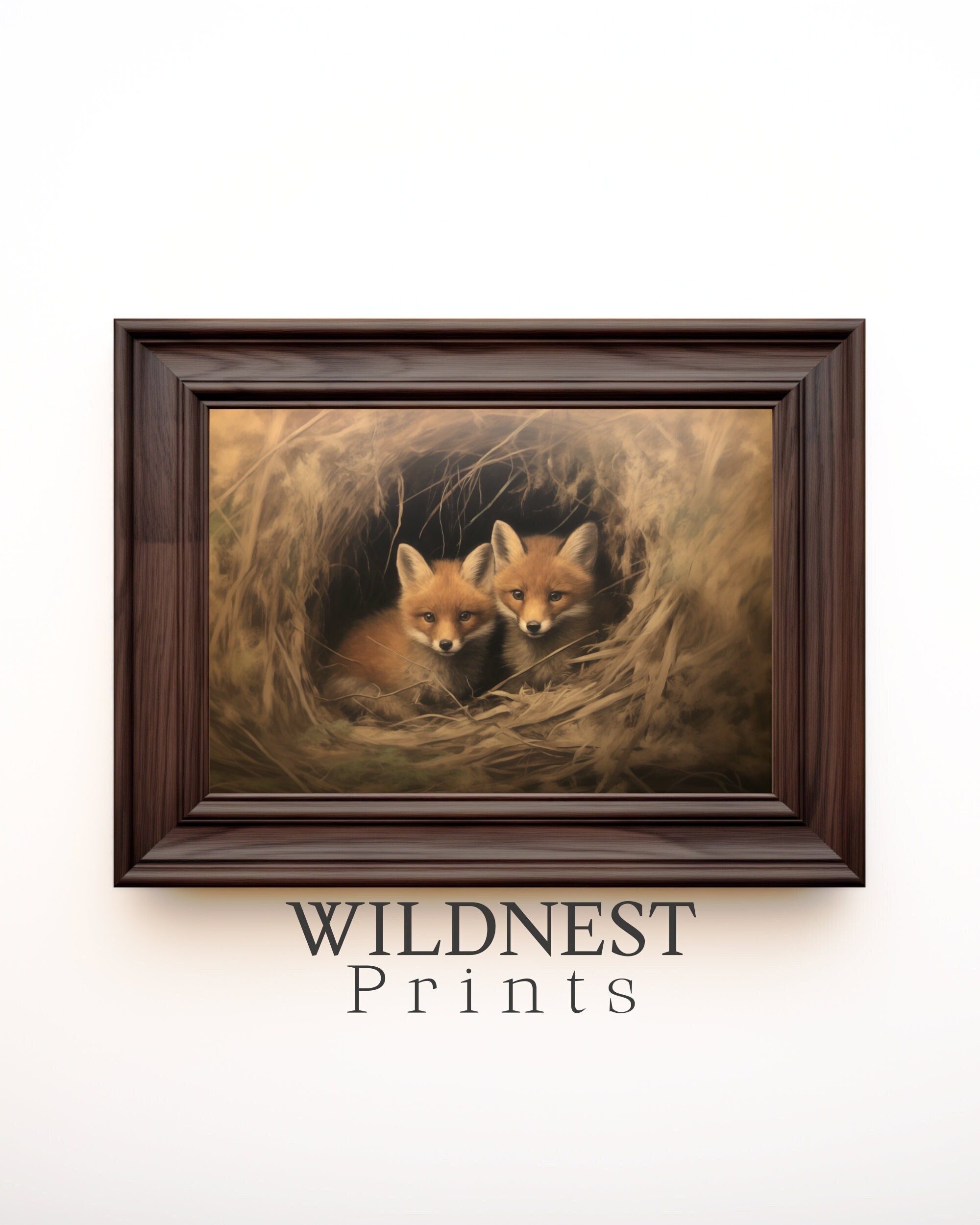 Fox Den Pups Scene Painting, Printable Wall Art, Wildnest Prints - Etsy