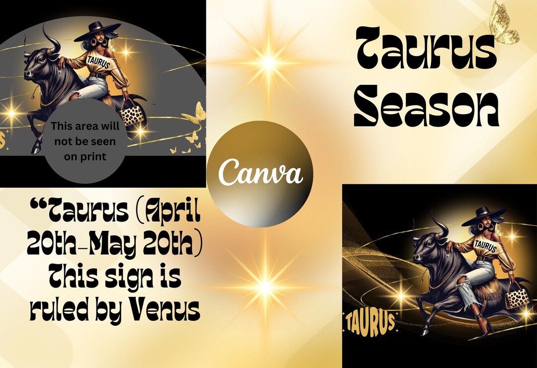 Taurus the Bull Clacking Fan Template, Canva Template, Digital Download ...