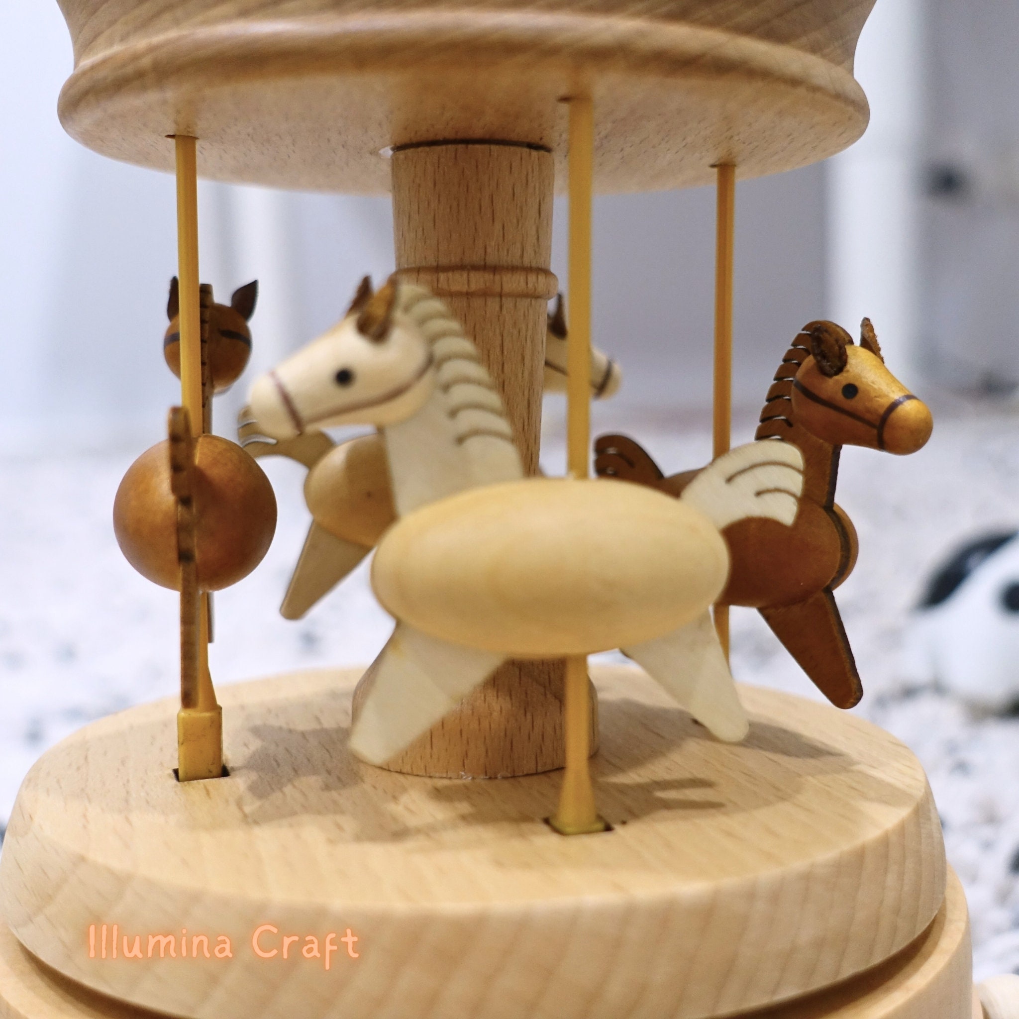 Personalized Musical Carousel Custom Wooden Music Box Engraved Keepsake ...
