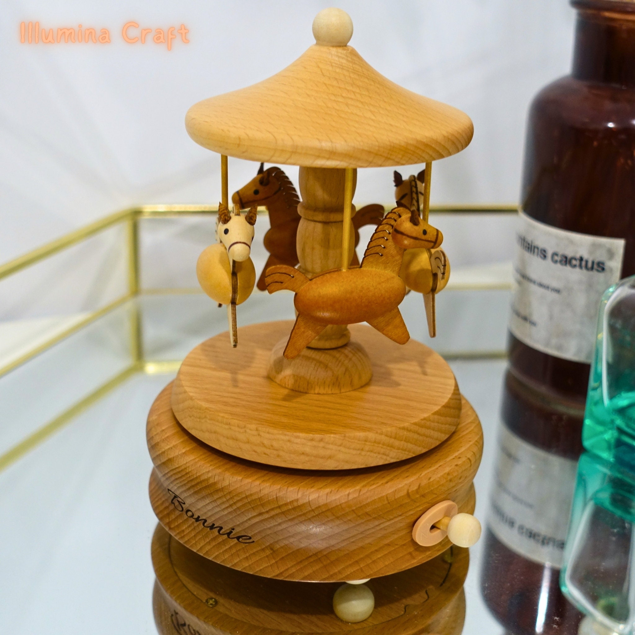 Personalized Musical Carousel Custom Wooden Music Box Engraved Keepsake ...