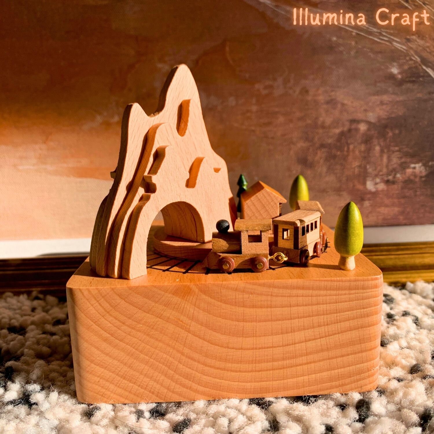 Personalized Musical Carousel Custom Wooden Music Box Little Railway ...