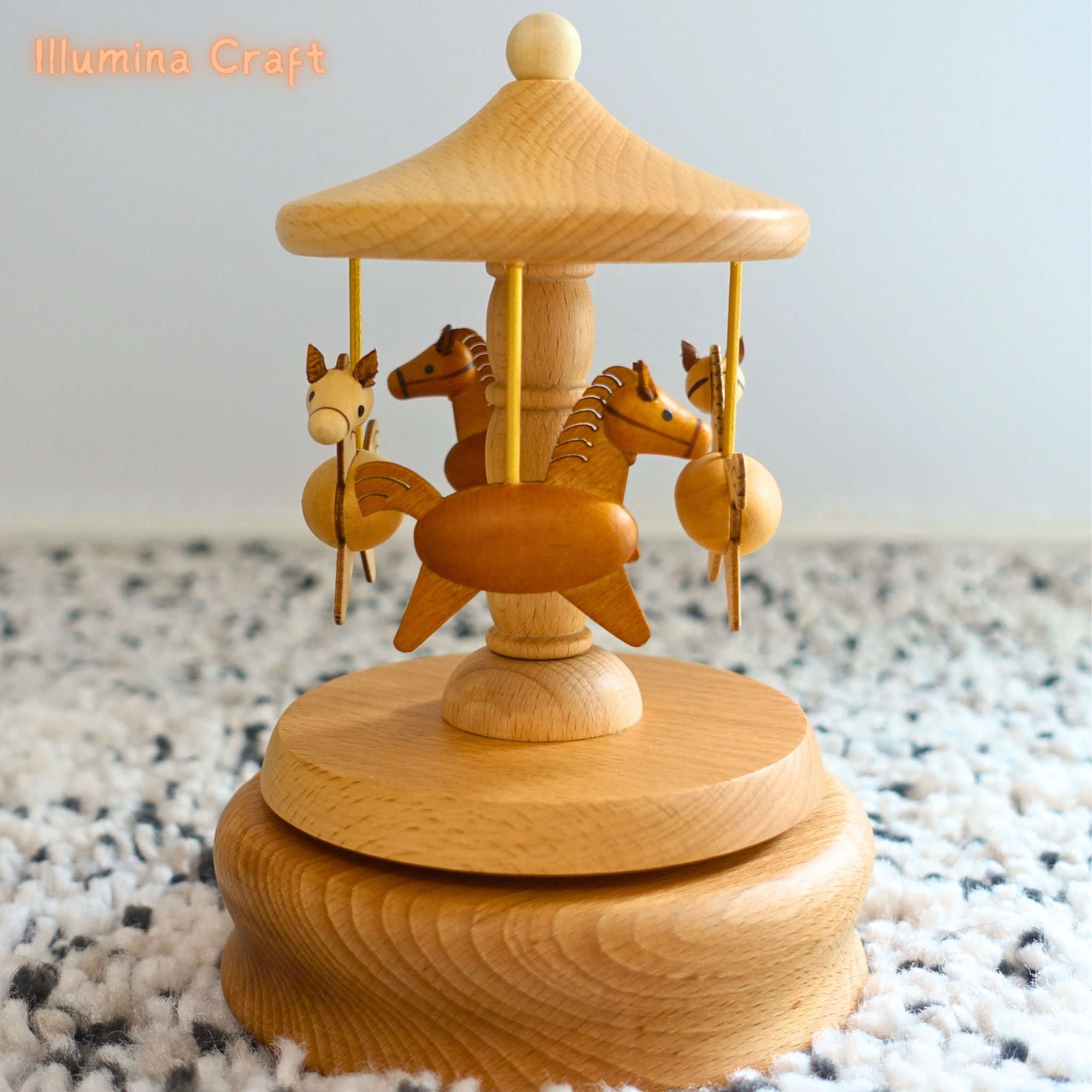 Personalized Musical Carousel Custom Wooden Music Box Engraved Keepsake ...