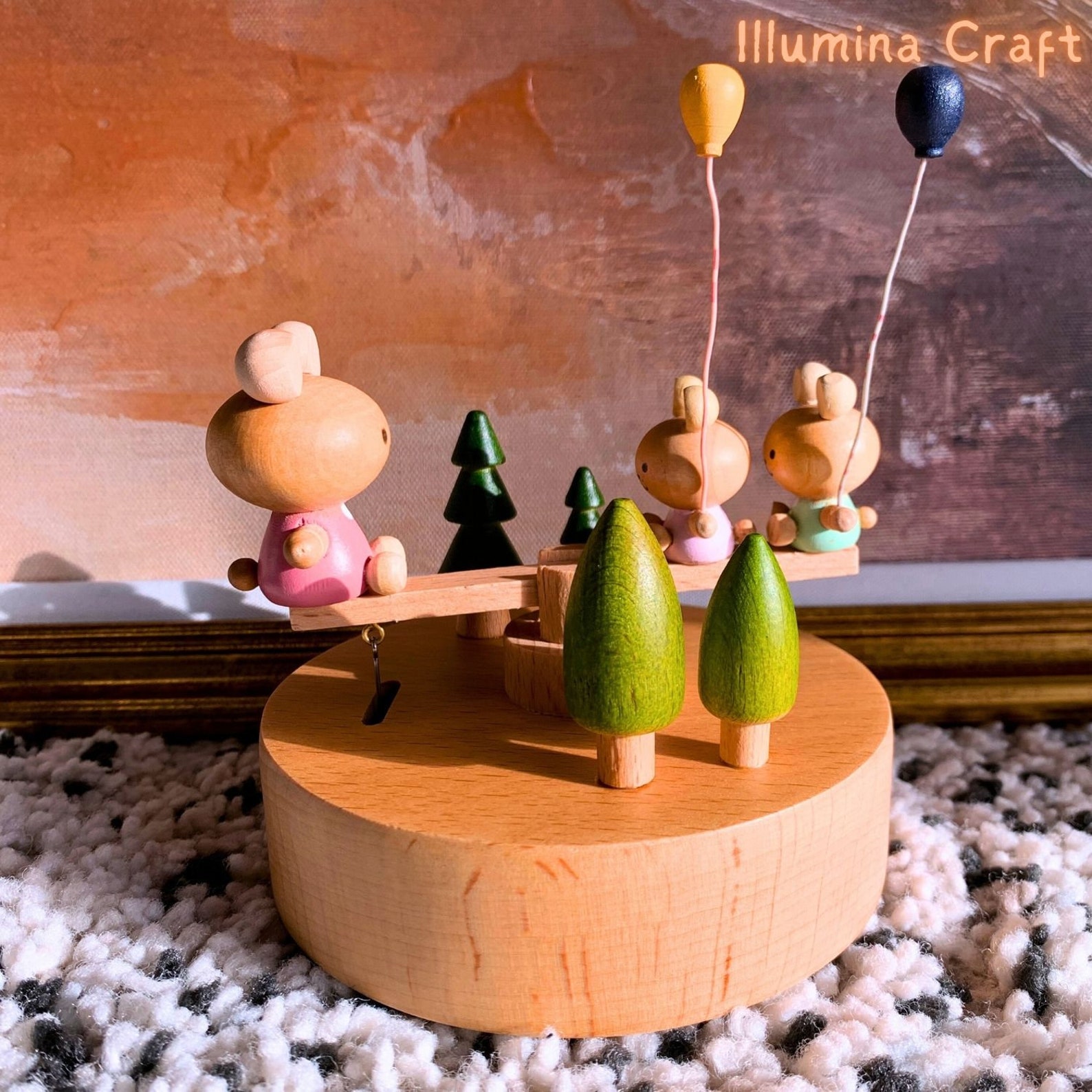 Personalized Musical Carousel Custom Wooden Music Box Seasaw Engraved ...