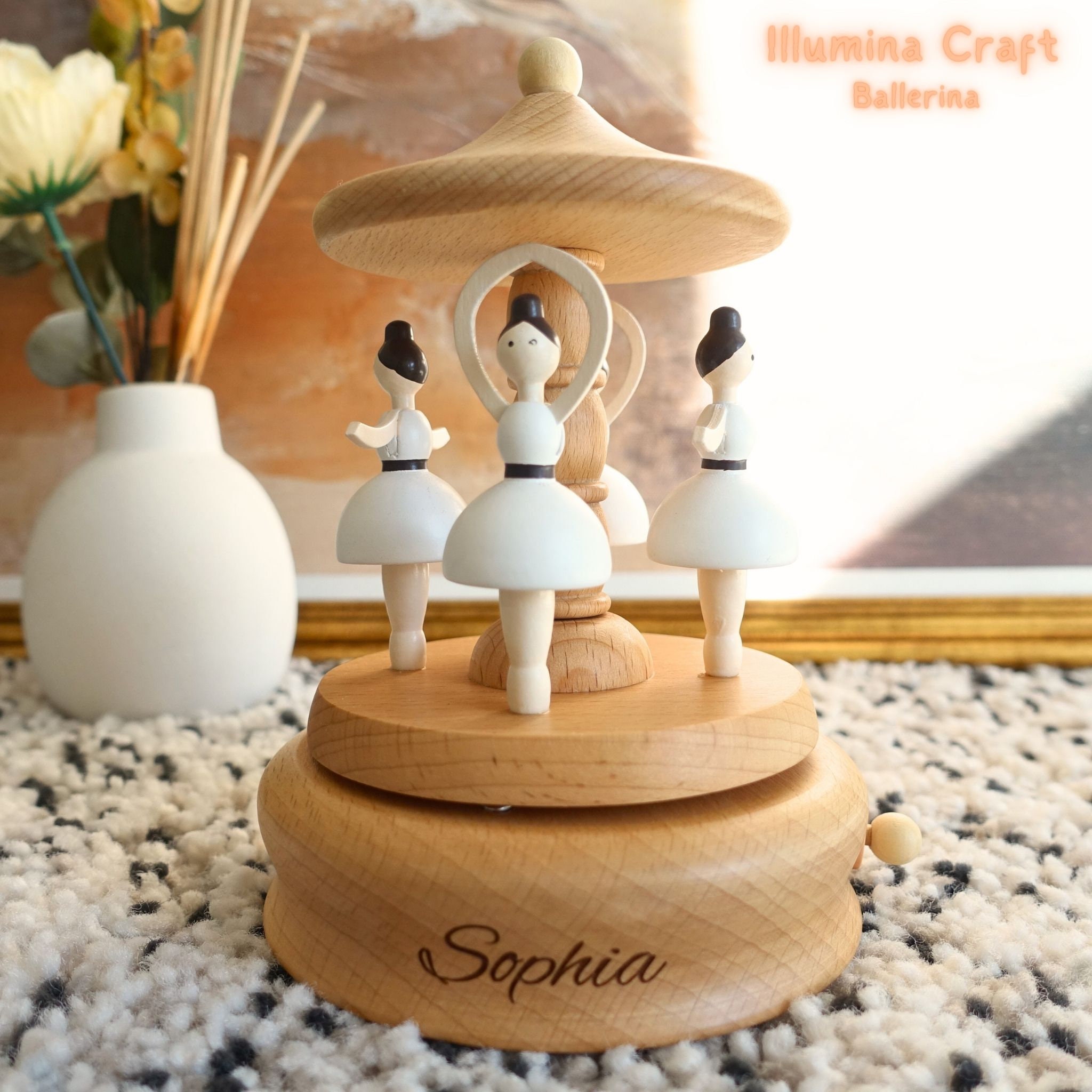 Personalized Musical Carousel Custom Wooden Music Box Engraved Keepsake ...