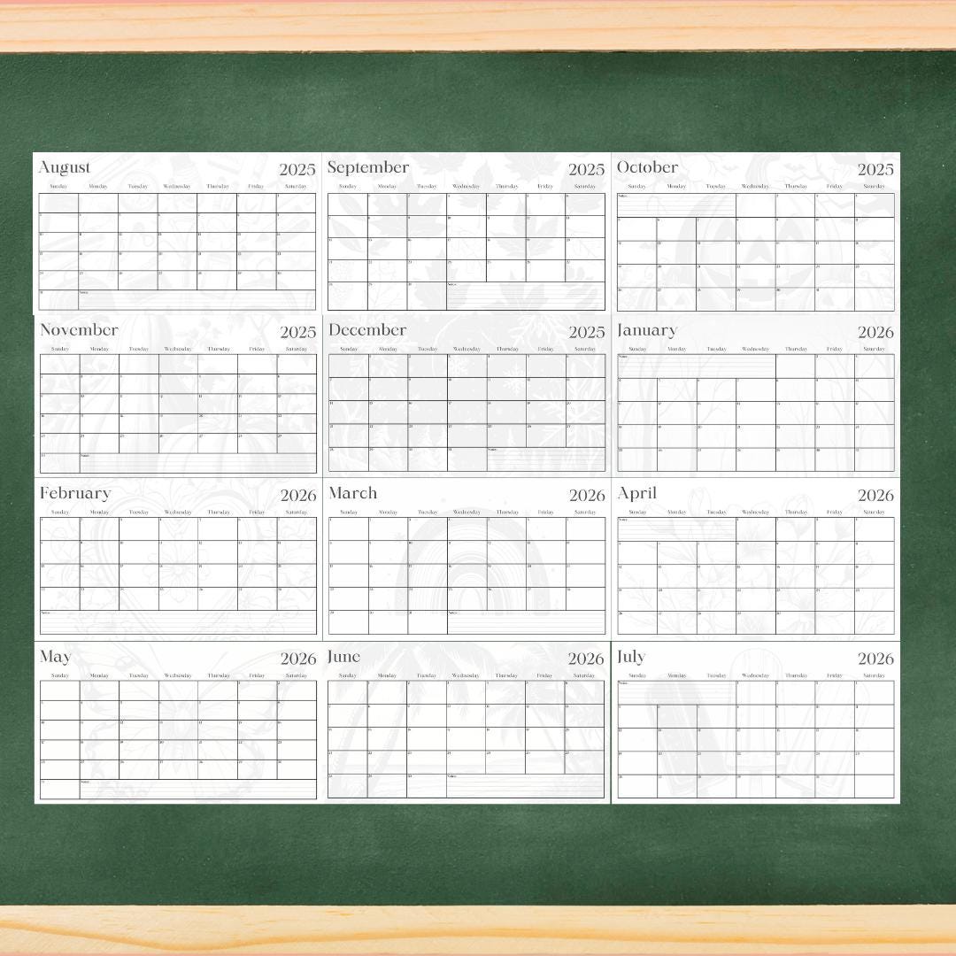 2025 - 2026 Academic Calendar Printable - Etsy