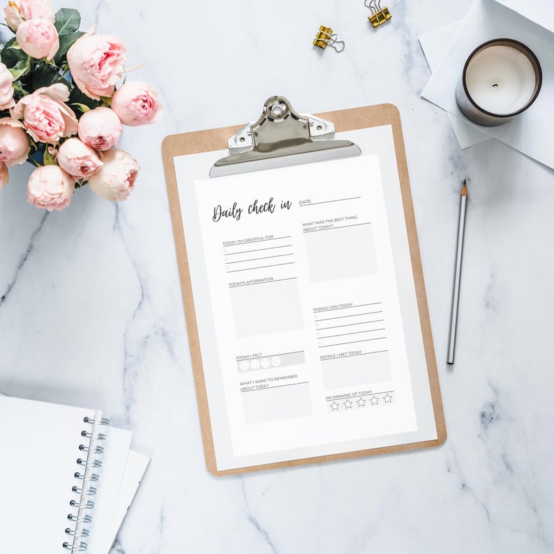 Daily Check-in Journal Page | Self-care & Mindset Tracker | Printable ...