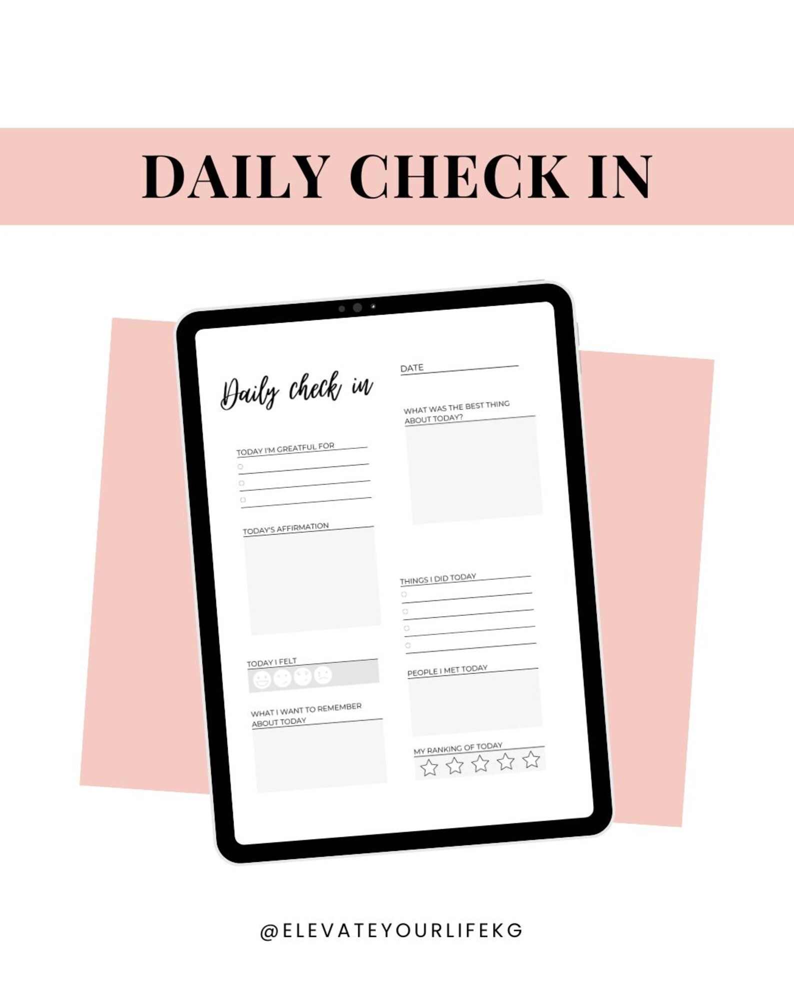 Daily Check-in Journal Page | Self-care & Mindset Tracker | Printable ...