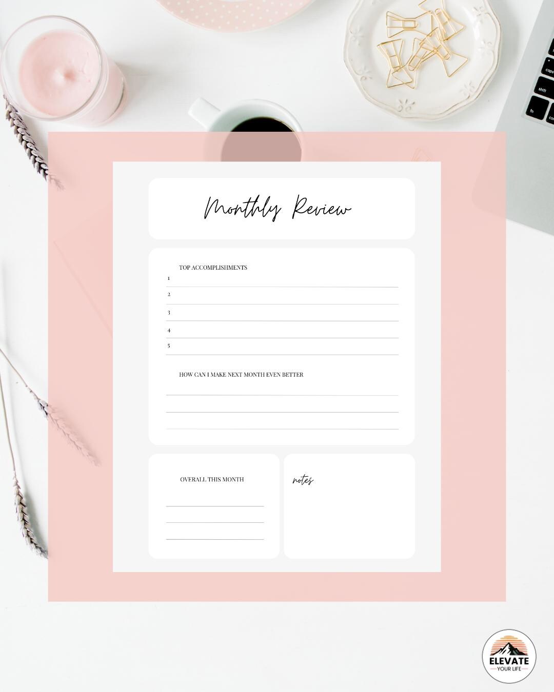 Printable Monthly Review Planner | Self-reflection & Goal Setting ...