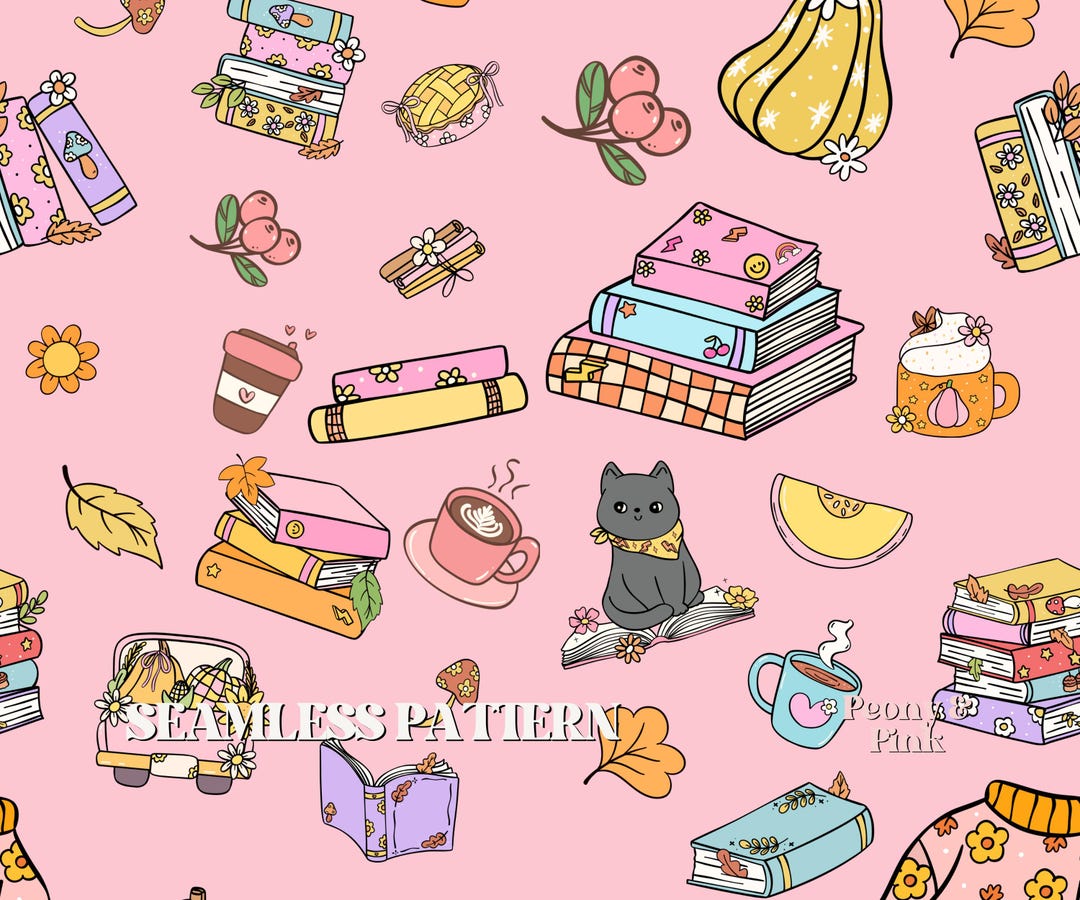 Cute Coquette Bookish Seamless Pattern for Trendy Girly Girl Cozy ...