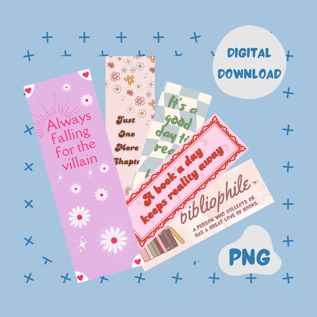 Printable Bookmark PNG Bundle, for Book Lover, Bookmark Template ...