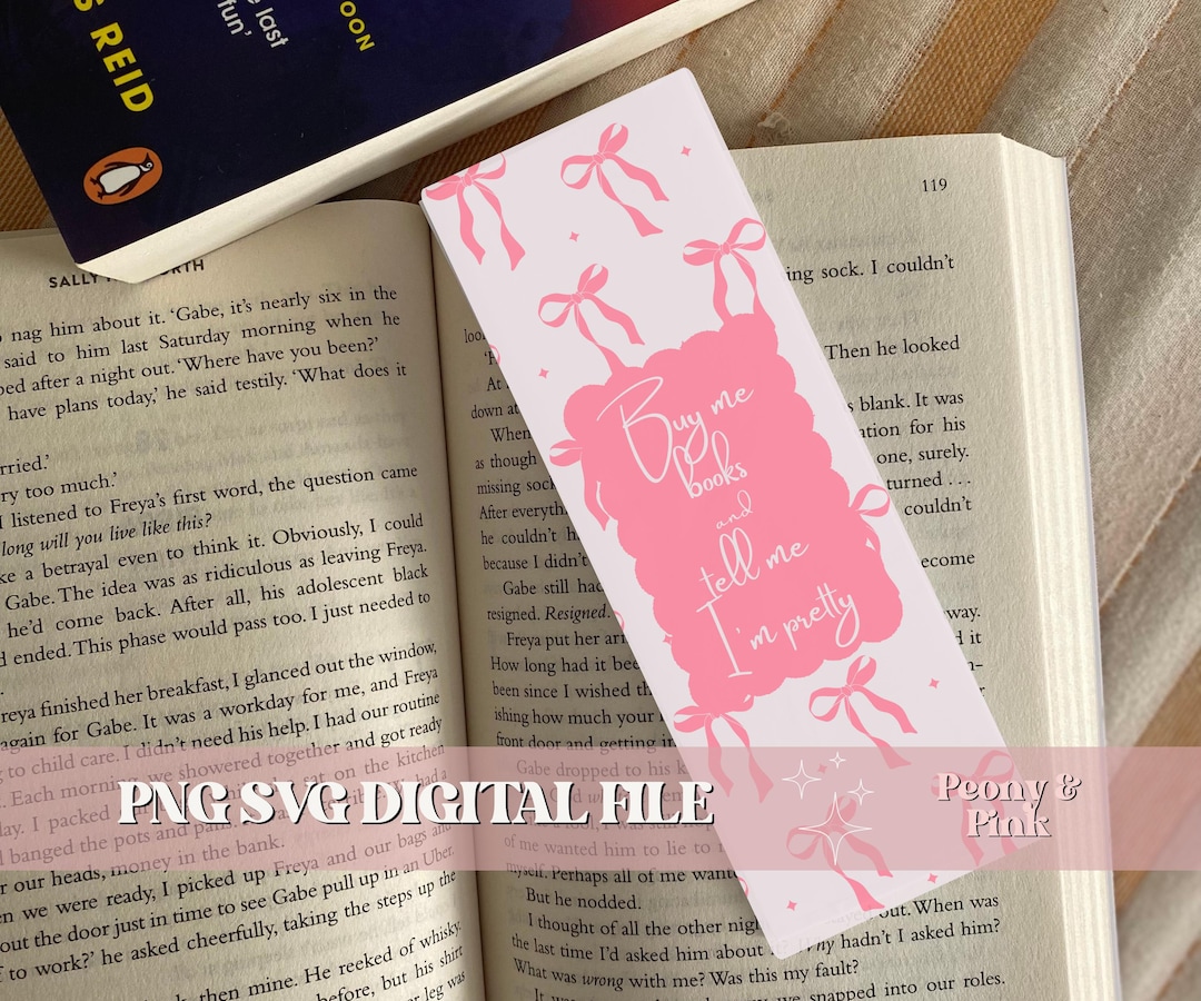 Bookmark Design With Feminine Pink Bows - Buy Me Books and Tell Me I'm ...