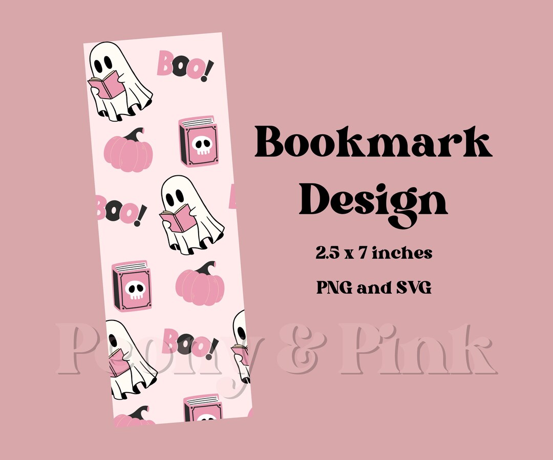 Pink Halloween Cute Printable Bookmark PNG SVG Pumpkin Season and ...