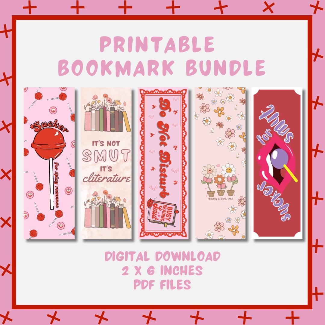 Spicy Romance Bookmark Bundle Digital Download - Printable PDF as Girly ...