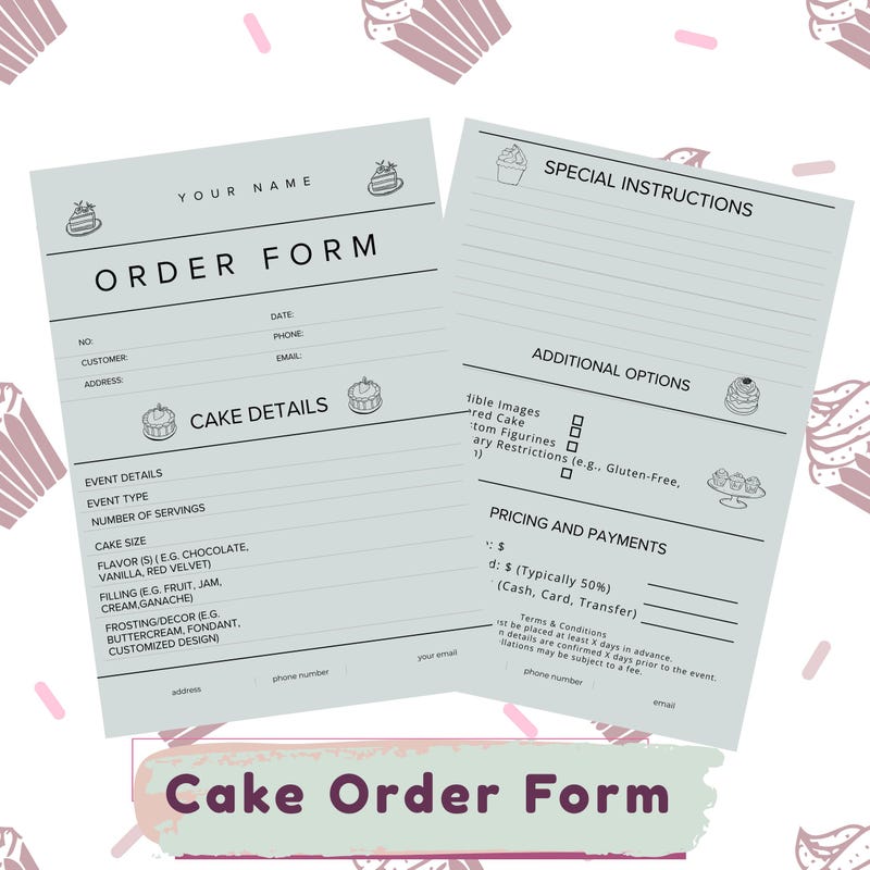 Cake Order Form - Etsy