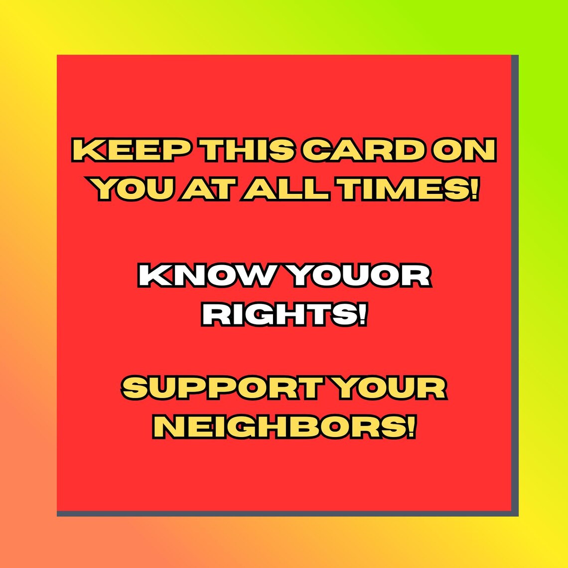 Know Your Rights Card: Bold Design, Clear Info (digital Download - Etsy