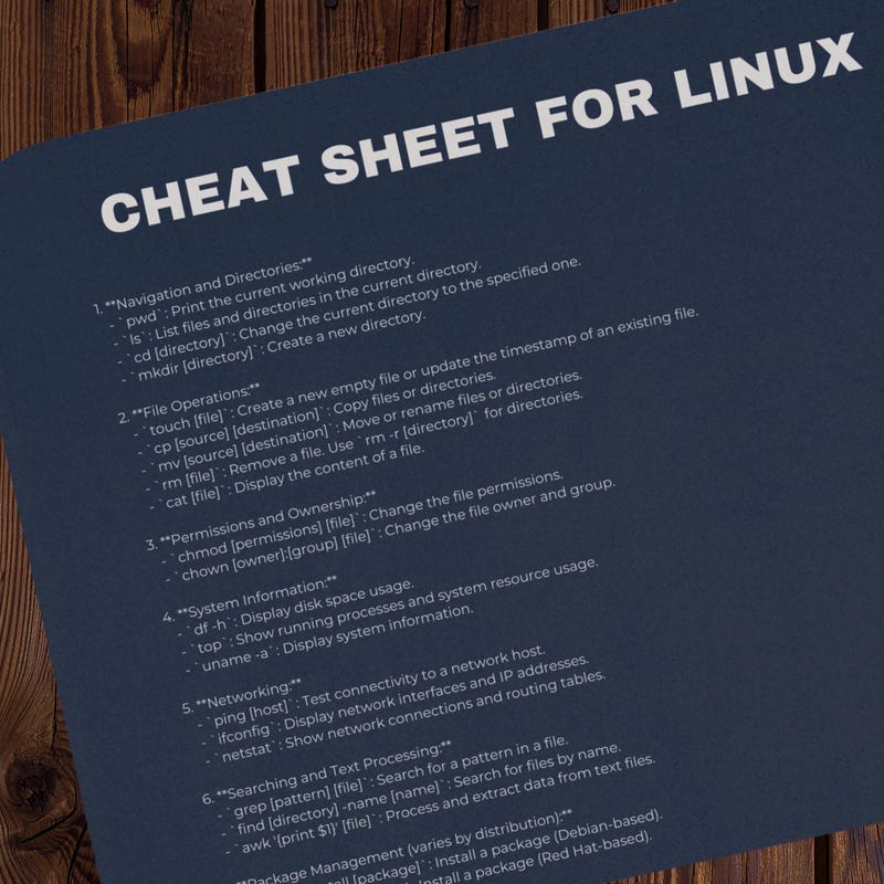 Linux Commands Line Mouse Pad Extended Large Cheat Sheet Mousepad ...