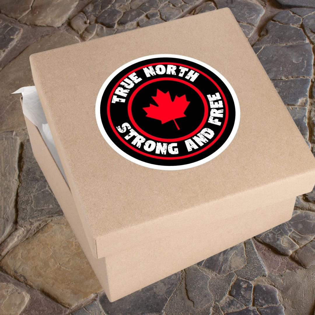 True North Strong and Free Round Stickers, Canada Pride Decals, No 51at ...
