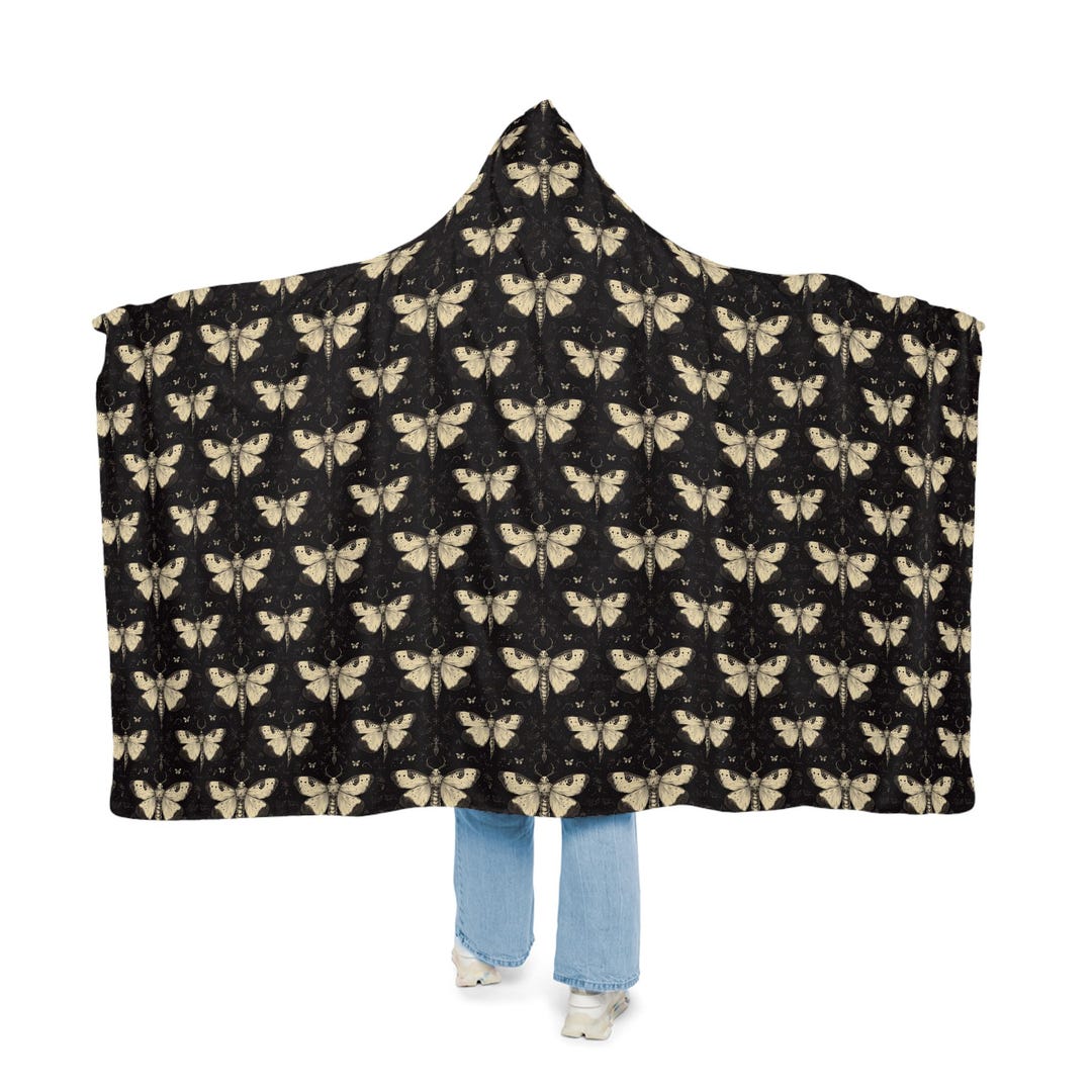 Gothic Death Moth Snuggie Blanket - Cozy Hooded Wrap Dark Aesthetic ...