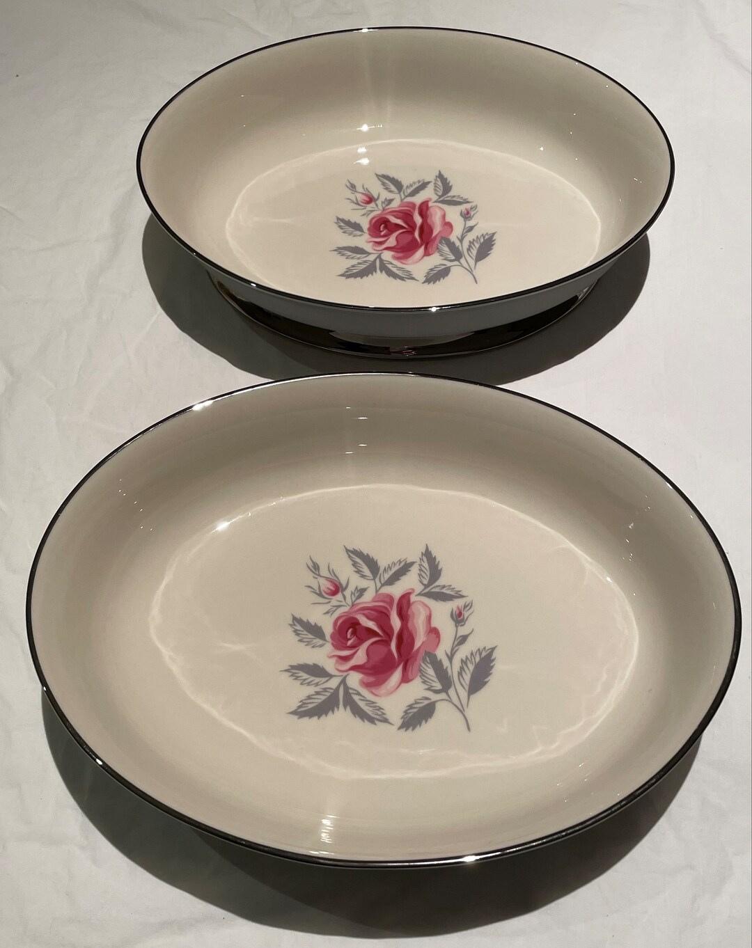 Flintridge China Miramar Rose Pattern Footed Oval Serving Bowls - Etsy