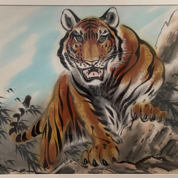 Tiger Silk Painting - Etsy