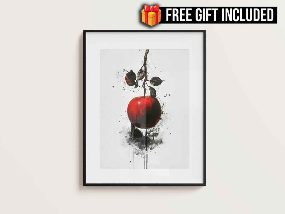 Red Apple Print, Apple Poster, Fruit Poster, Apple Print, Red Apple Art ...