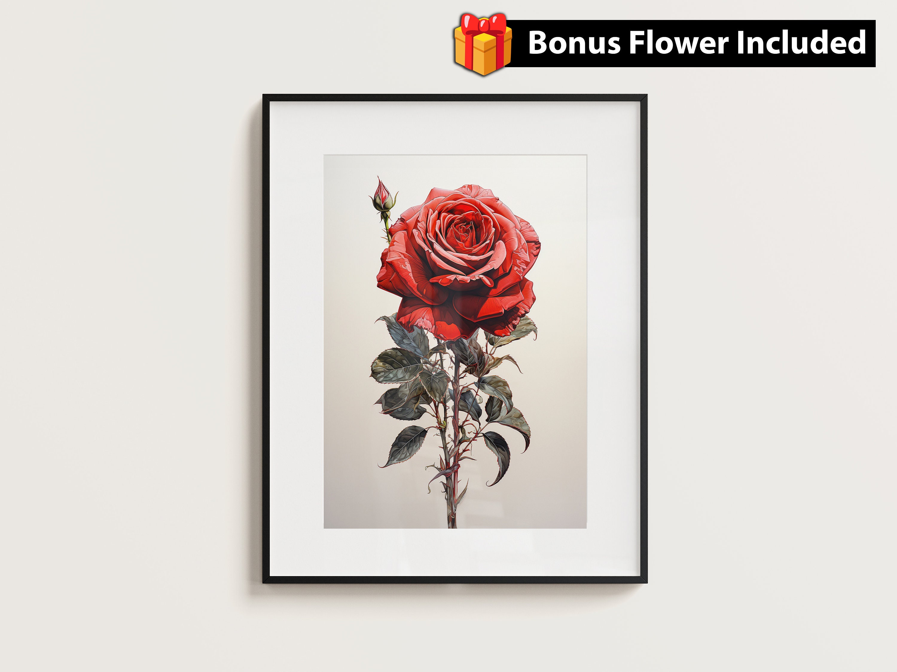 Red Rose Flower Print, Red Rose Art Print, Antique Flower Print ...