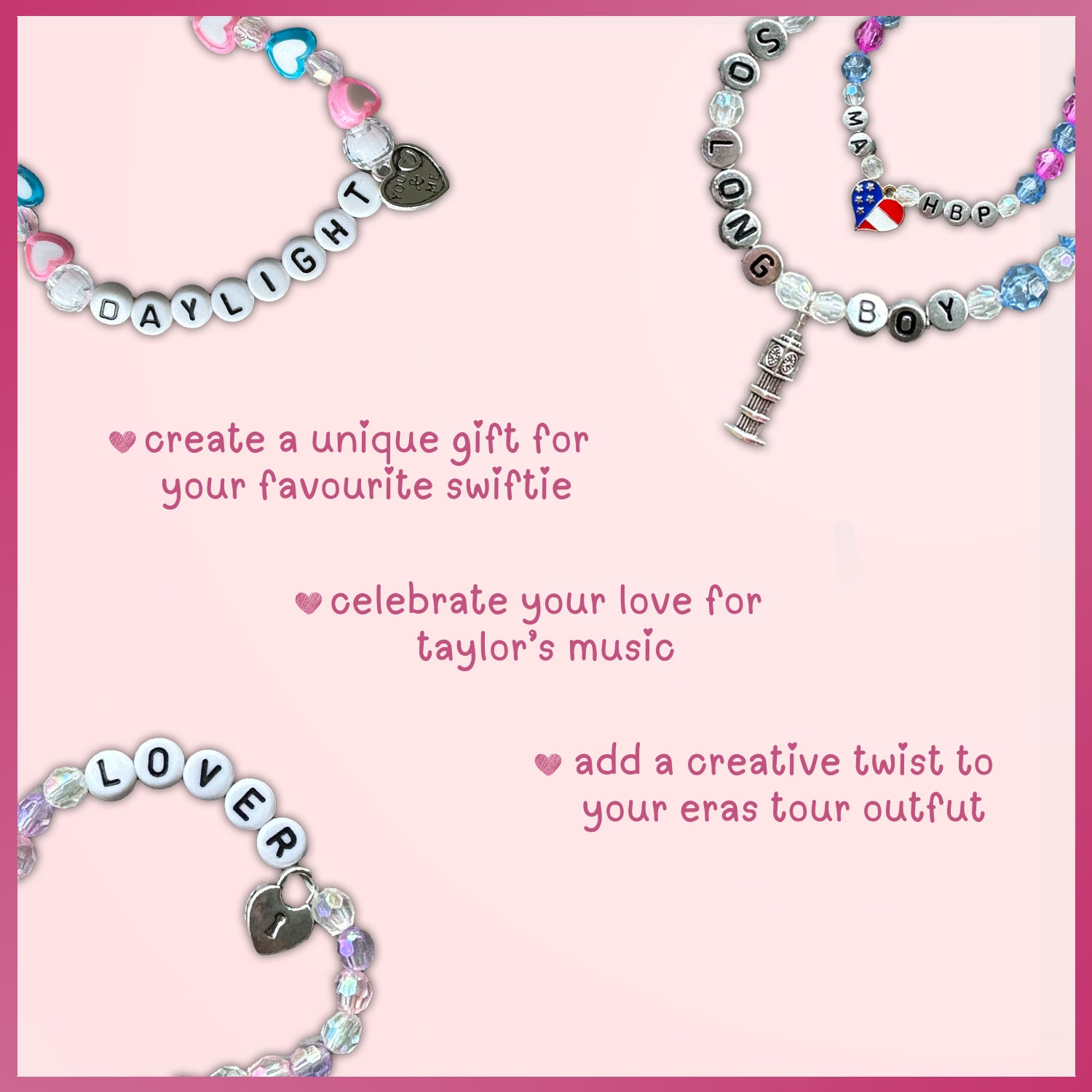 Taylor Swift Friendship Bracelet DIY Bead Kit: Lover Eras Tour - Etsy