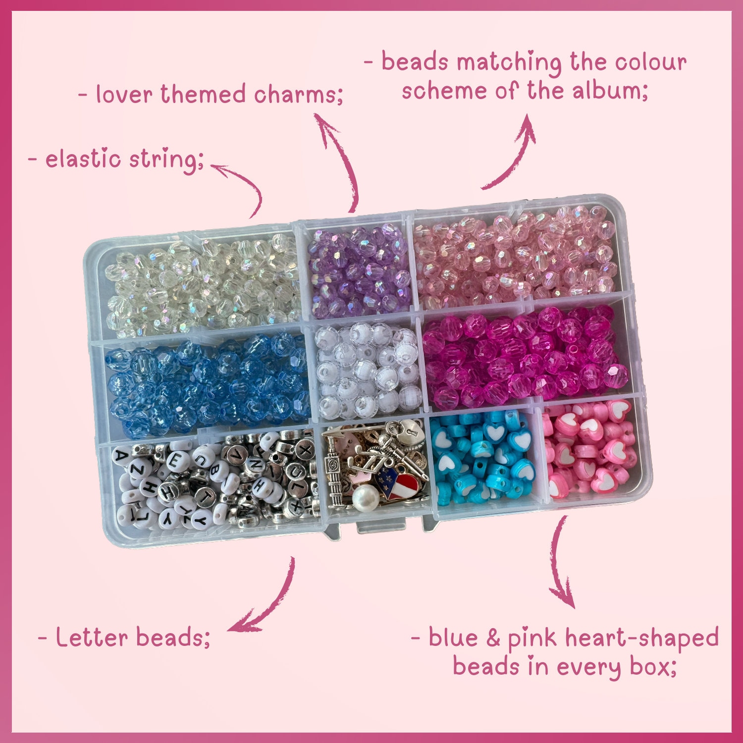 Taylor Swift Friendship Bracelet DIY Bead Kit: Lover Eras Tour - Etsy