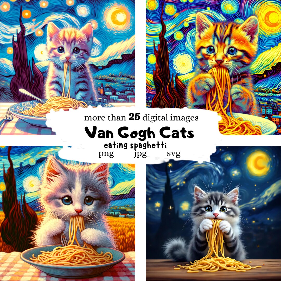 Van Gogh Cat Art, Van Gogh Cat Art Prints, Van Gogh Cat Print, Van Gogh ...