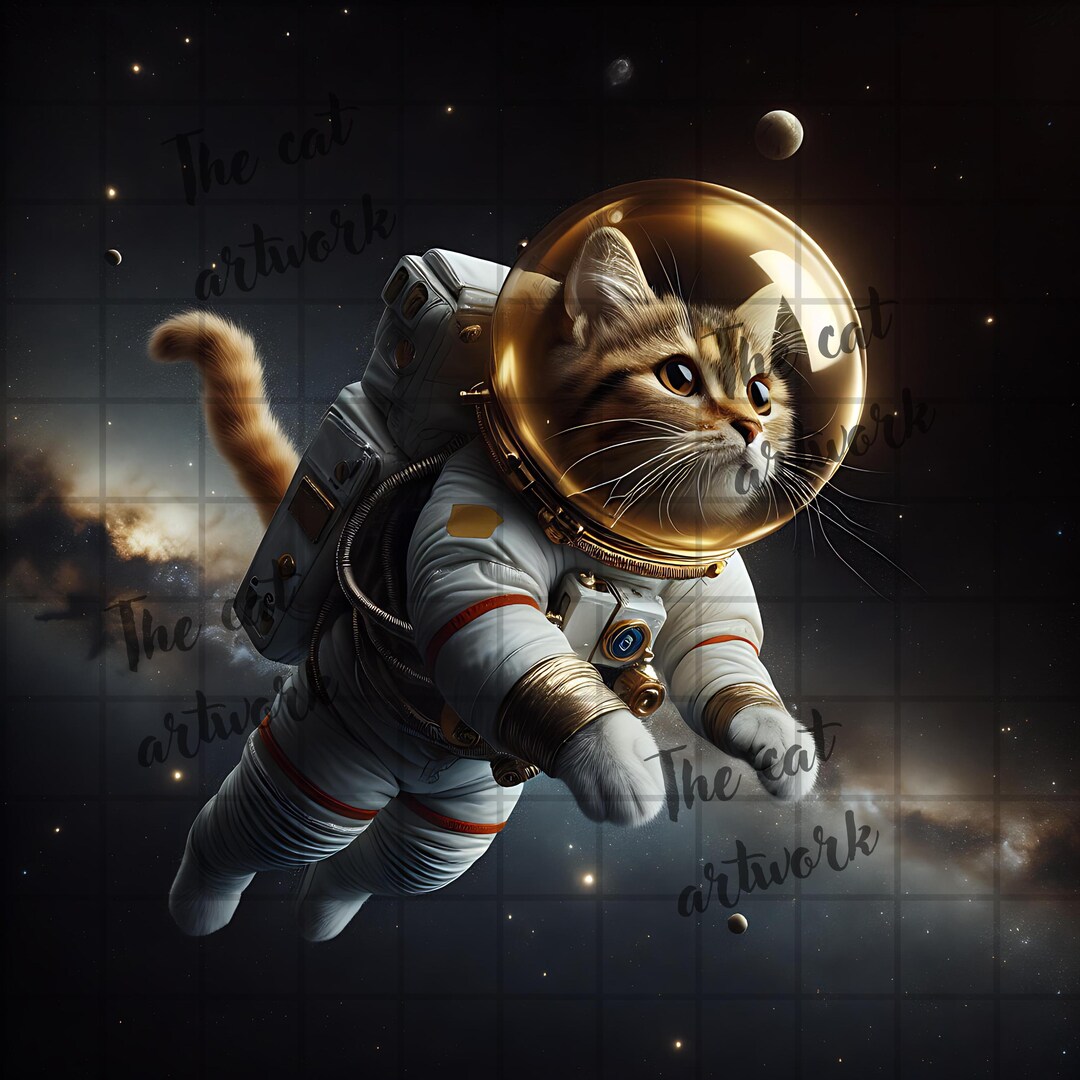 Astronaut Cat Printable, Cat in Space, Digital Astronaut Cat in Space ...