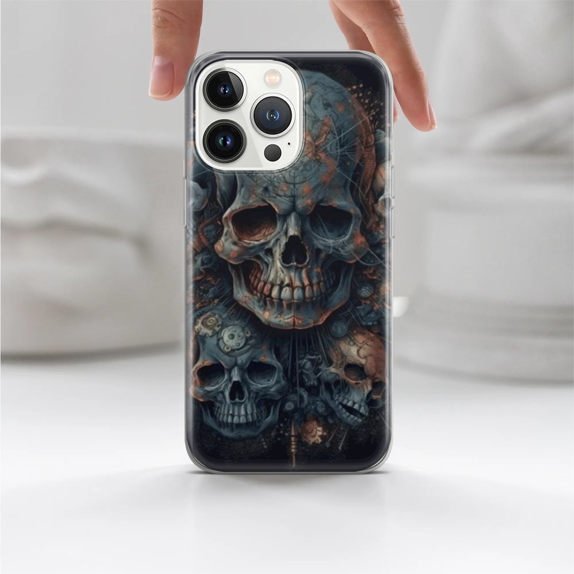 Spooky Skull Phone Case Horror Cover for iPhone 15pro, 14, 13, 12, 11 ...