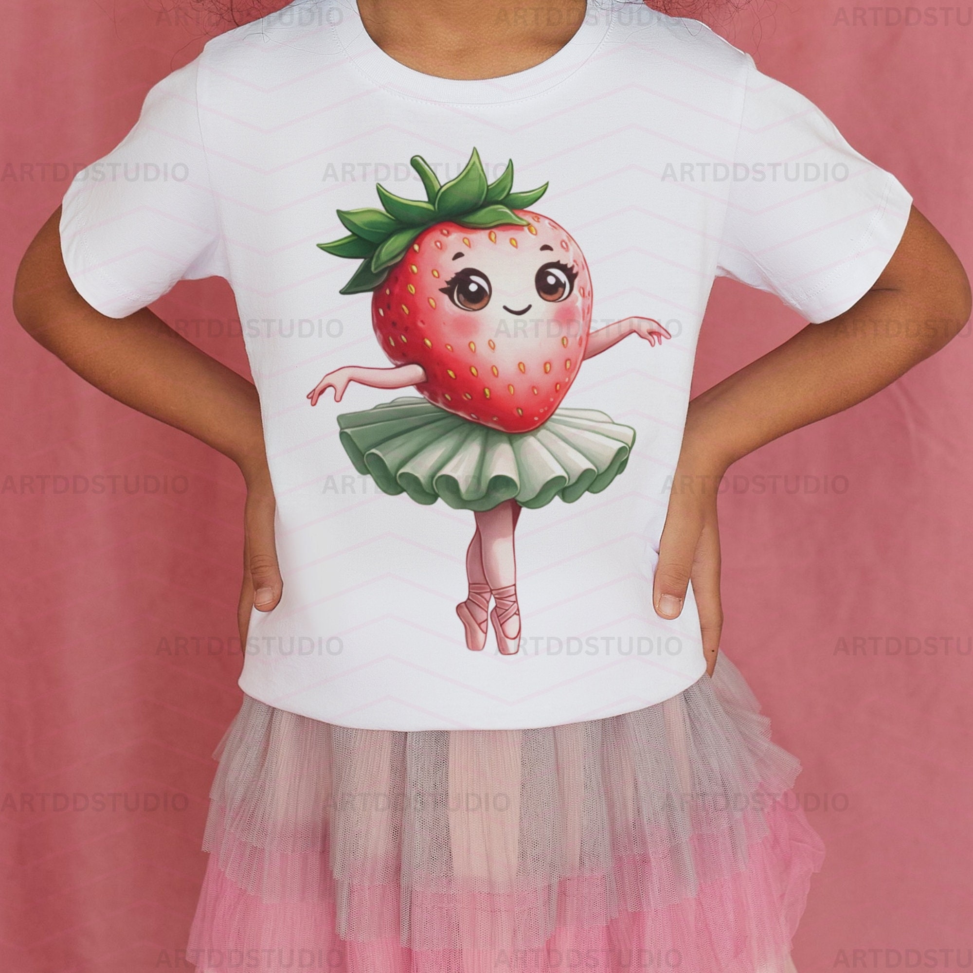 Watercolor Strawberry Ballerina Clipart Watercolor Dancing Berries PNG, Girly Fruit ...
