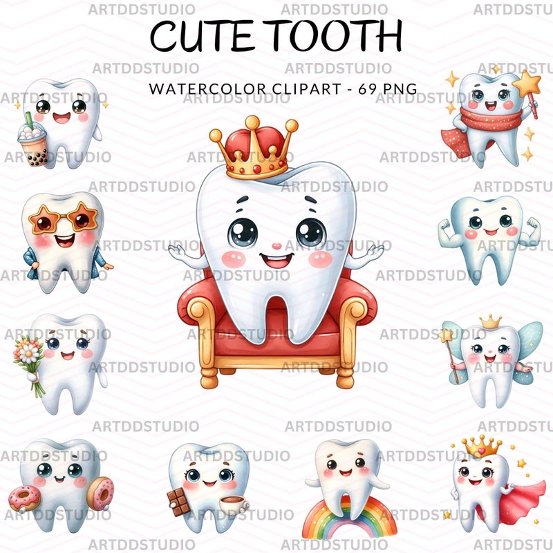 Cute Tooth Clipart - Etsy