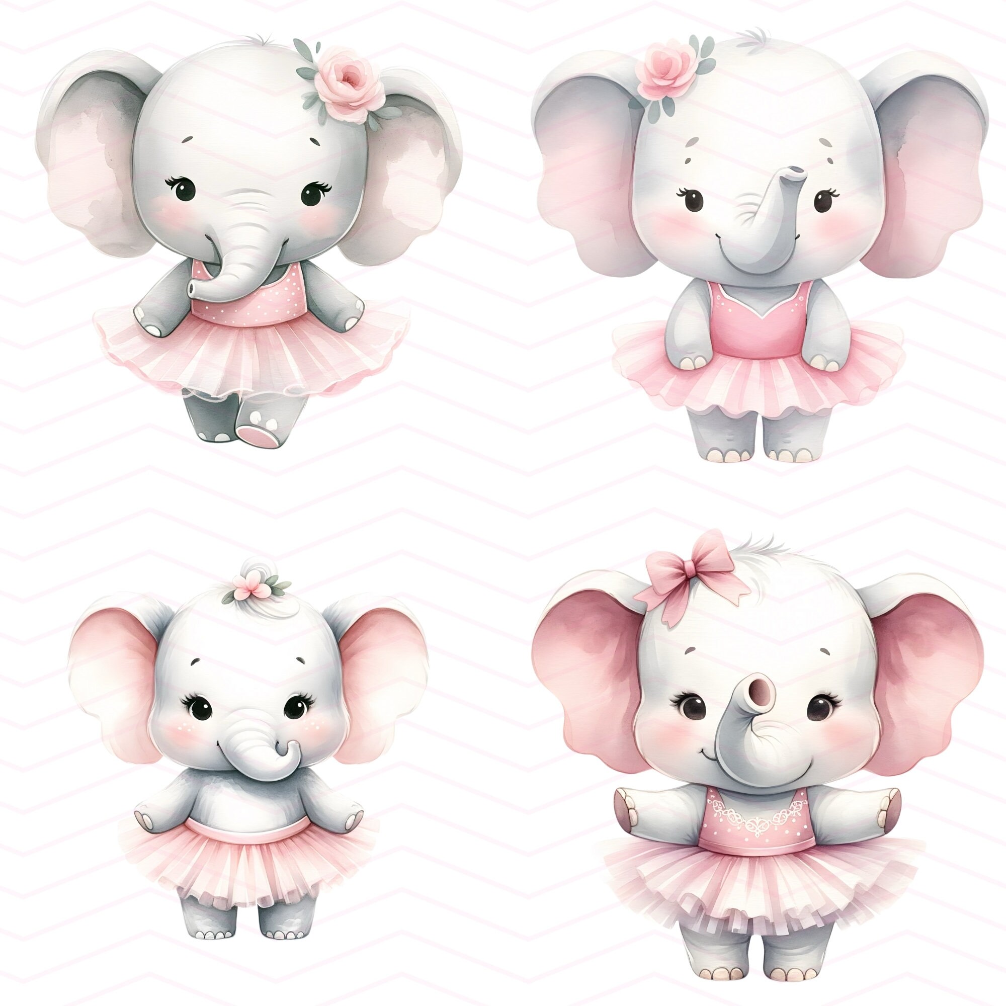 Ballet Elephant Watercolor Clipart: Ballerina Pngs (digital Download ...