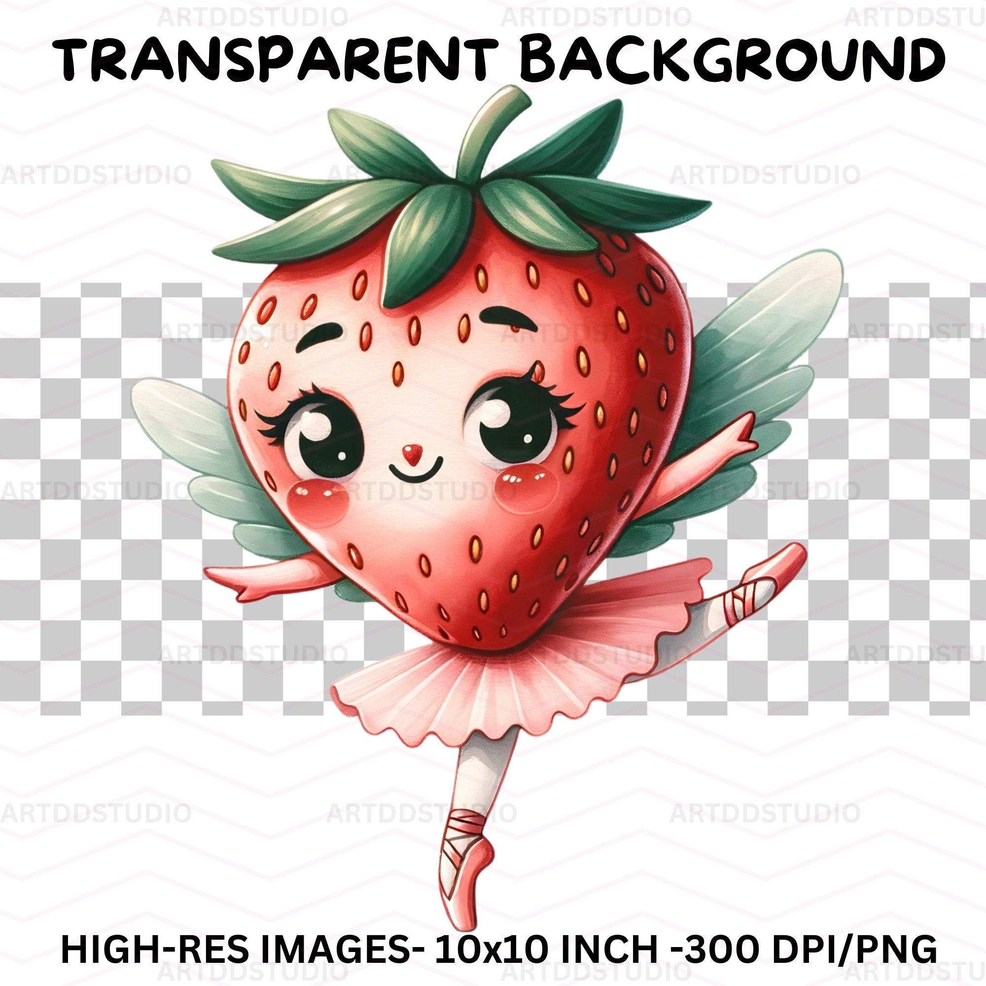 Watercolor Strawberry Ballerina Clipart Watercolor Dancing Berries PNG ...