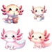 Adorable Axolotl Clipart Collection Cute Watercolor Axolotl Pngs ...