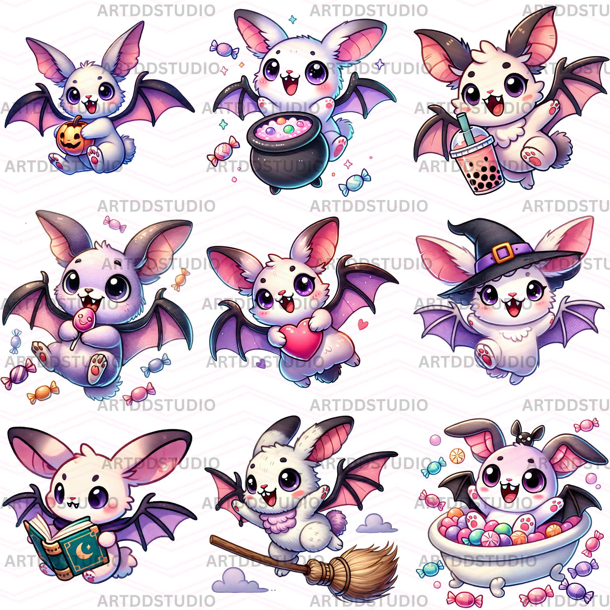 Bat Bunny Clipart Set: Halloween Watercolor PNG (digital Download) - Etsy